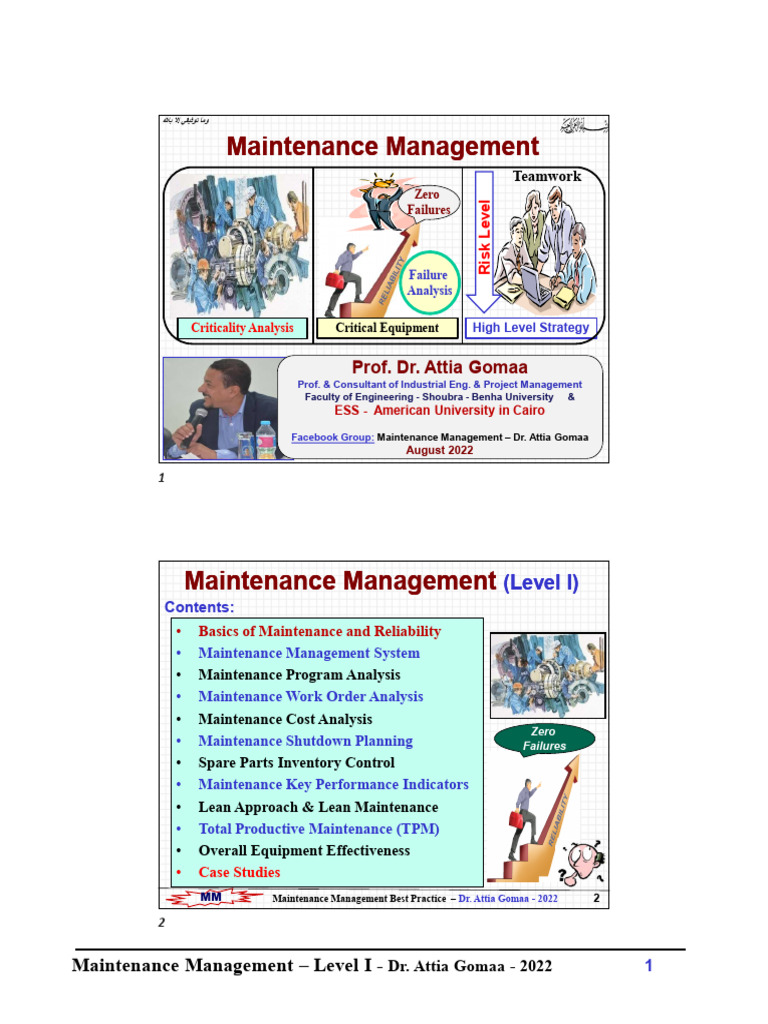 Maintenance Management 3 Levels - 27!08!2022 | PDF | Reliability ...
