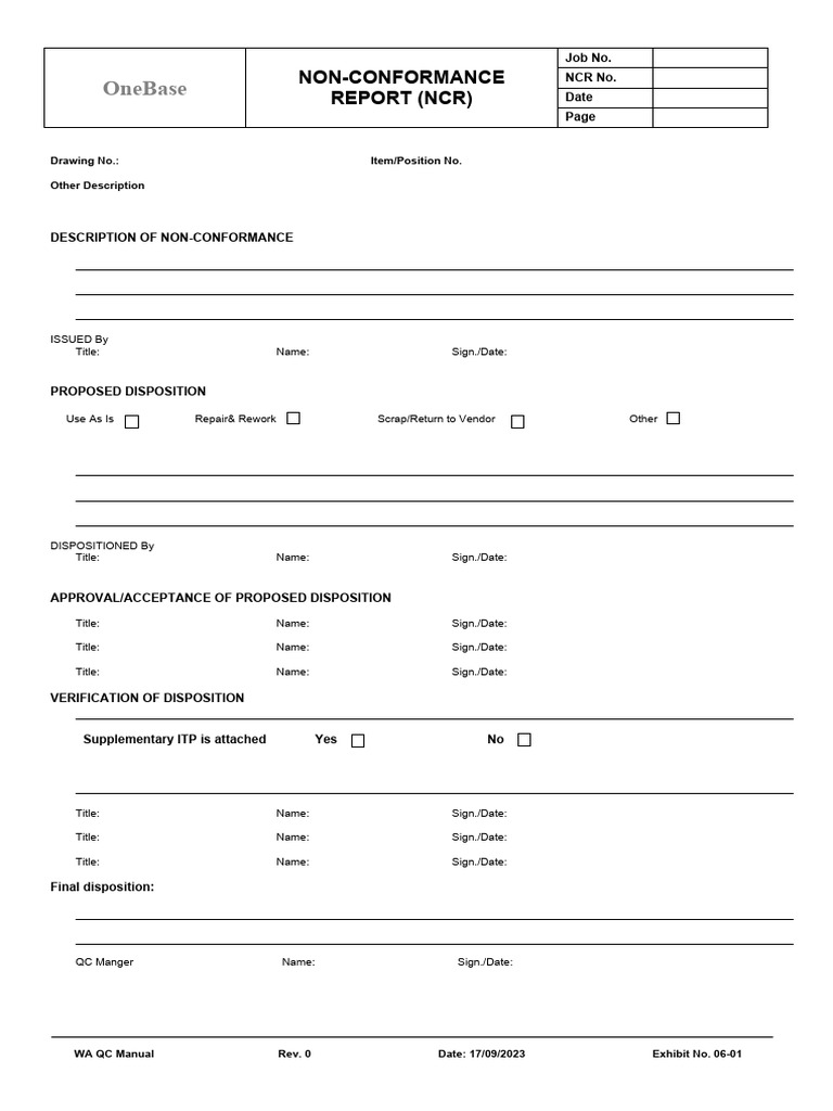 06-01 Nonconformance Report | PDF