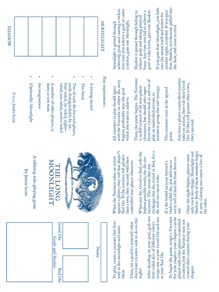 THE LONG MOONLIGHT V1 - Pocketfold | PDF | Adventure Games | Role Playing