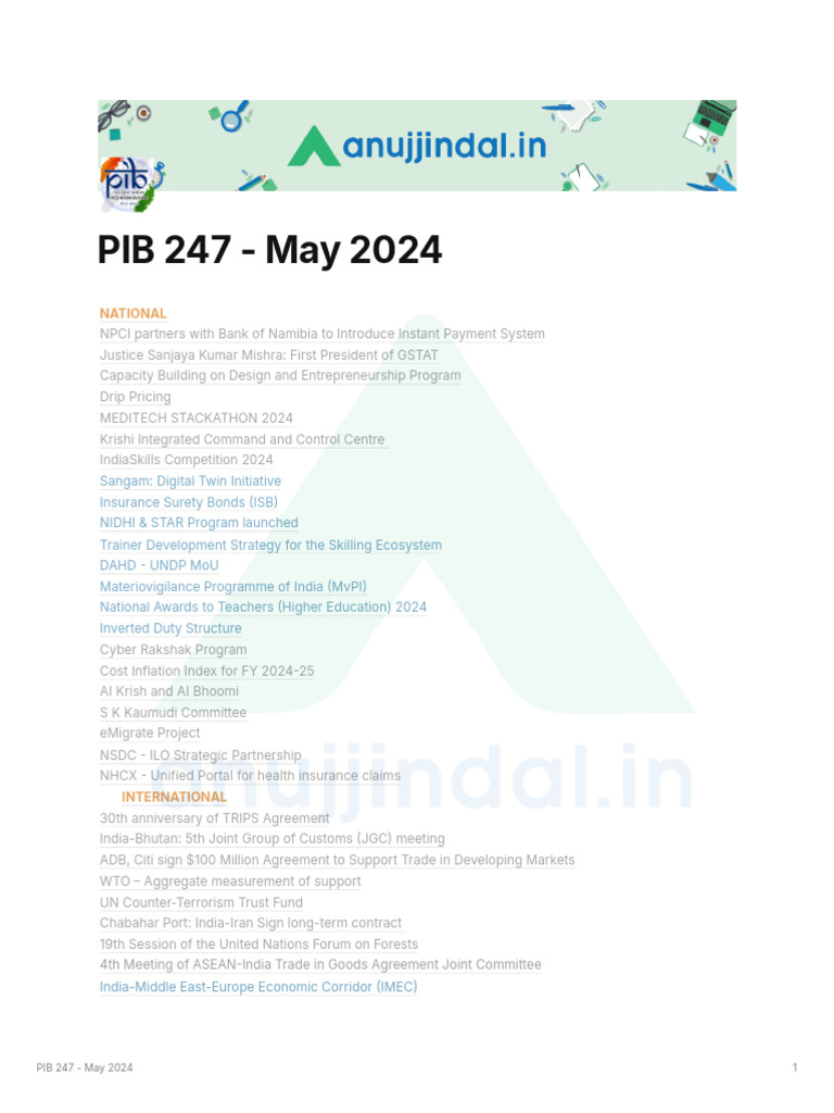 Pib May 2024 | PDF | Capital Gains Tax | World Trade Organization