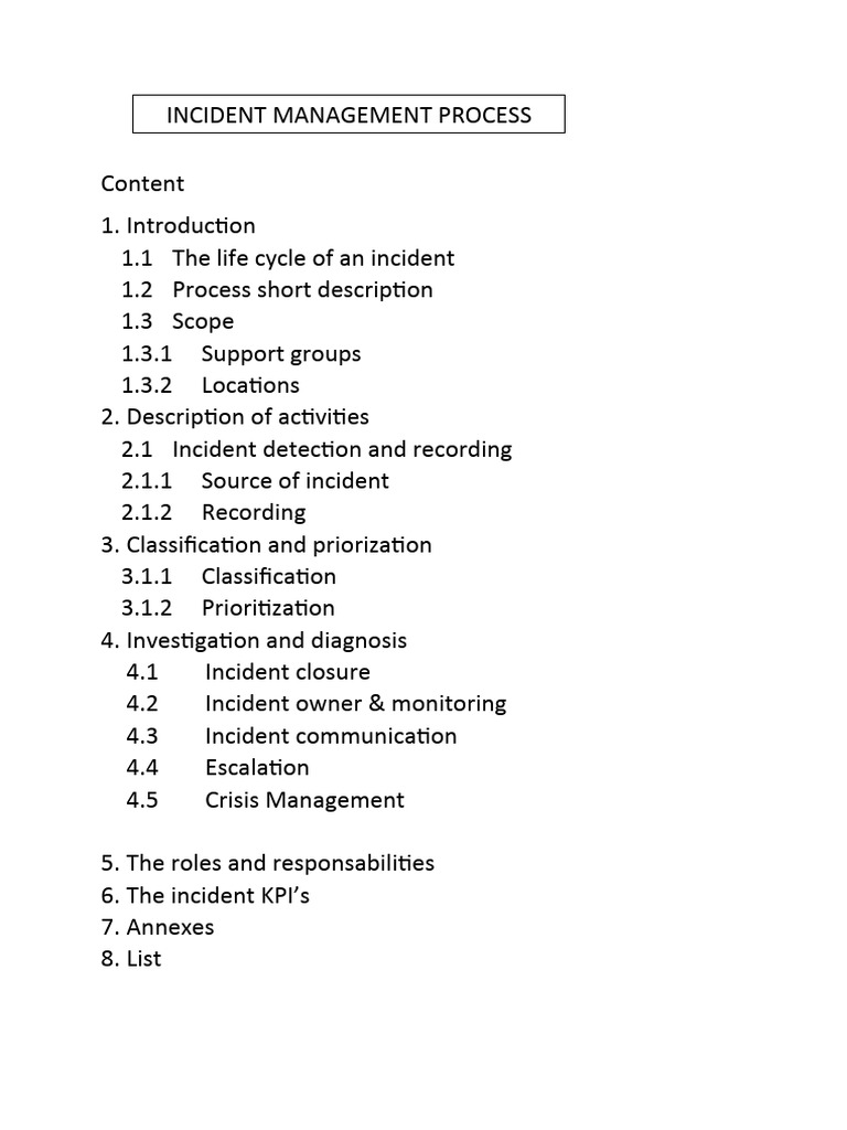 Incident Management Process | PDF | Risk | Information Technology Management