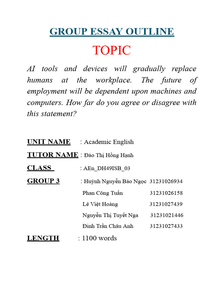 AEn G3 GROUP-ESSAY-OUTLINE | PDF | Artificial Intelligence ...