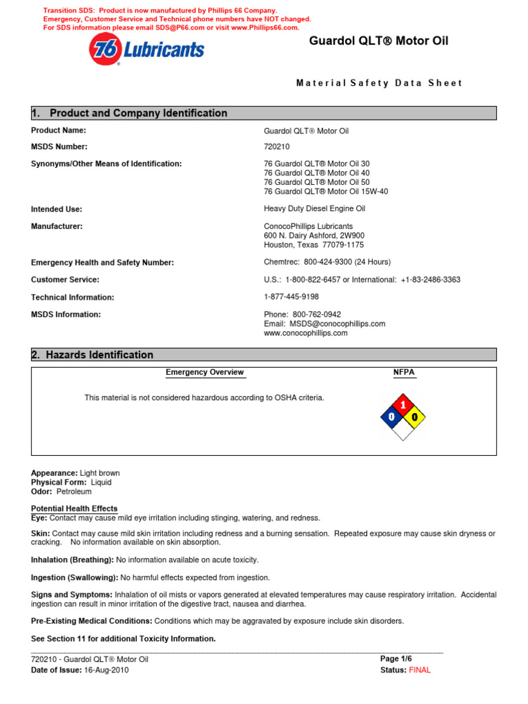 MSDS QLT | PDF | Waste | Hazardous Waste