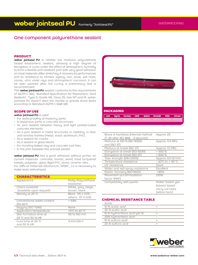 weber_jointseal_PU_01 | PDF | Concrete | Polyurethane