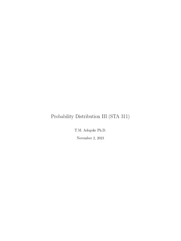 STA 311 Probability | PDF | Poisson Distribution | Teaching Mathematics