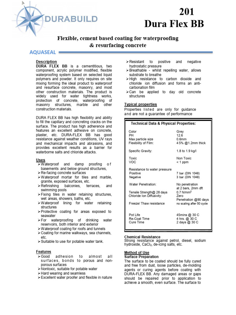 TDS - 201 Dura Flex BB | PDF | Concrete | Cement