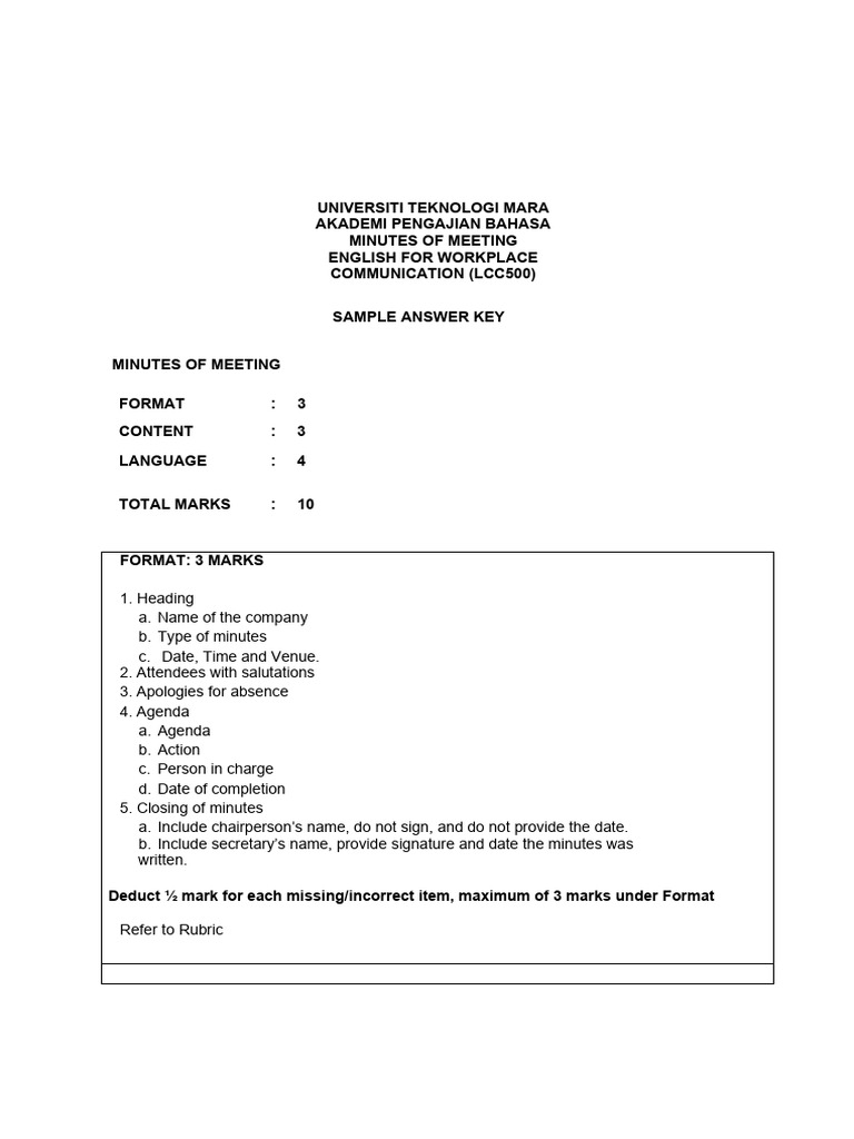 LCC500 Asg2 Sample Minutes Answer Key PDF | PDF | Musical Compositions ...