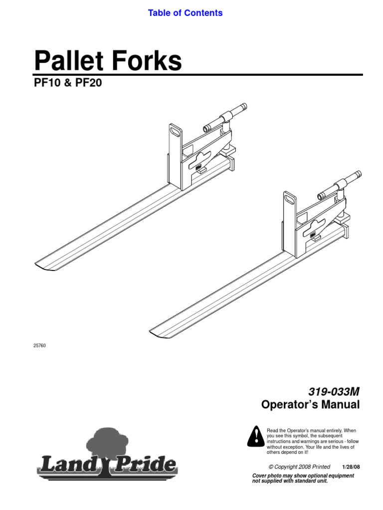 Kubota PF10 Pallet Forks. | PDF | Tractor | Personal Protective Equipment