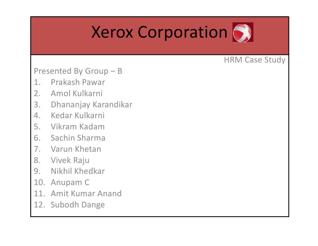 Xerox Corporation - Case Study | PDF