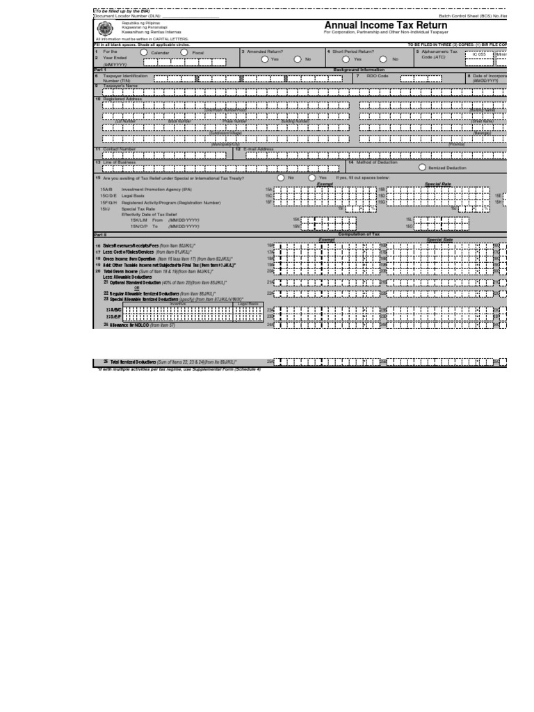 Revenue Memorandum Circular RMC 57-2011 New Bir Itr Form 1702 November ...