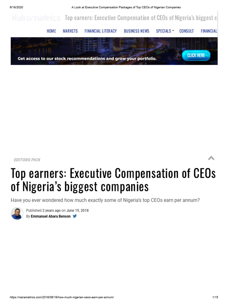 A Look at Executive Compensation Packages of Top CEOs of Nigerian ...