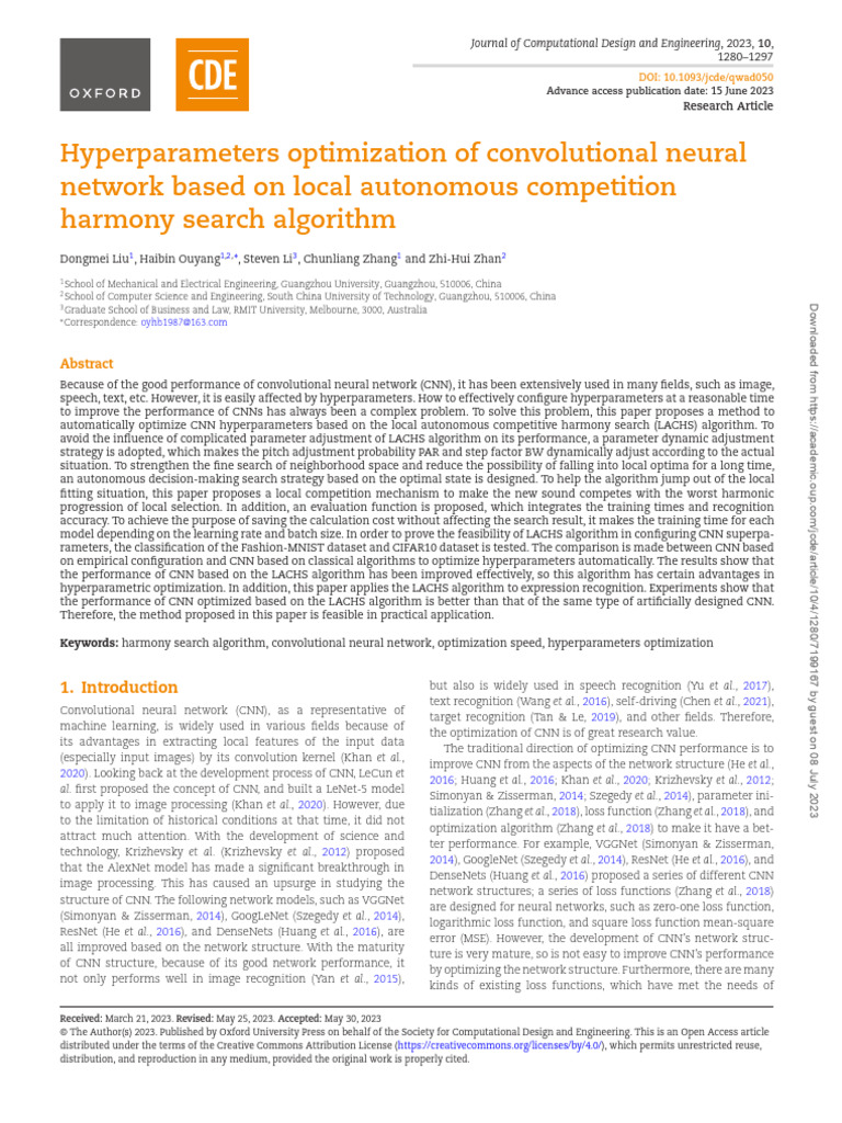Hyperparameters Optimization Of Convolutional Neur Pdf Mathematical Optimization
