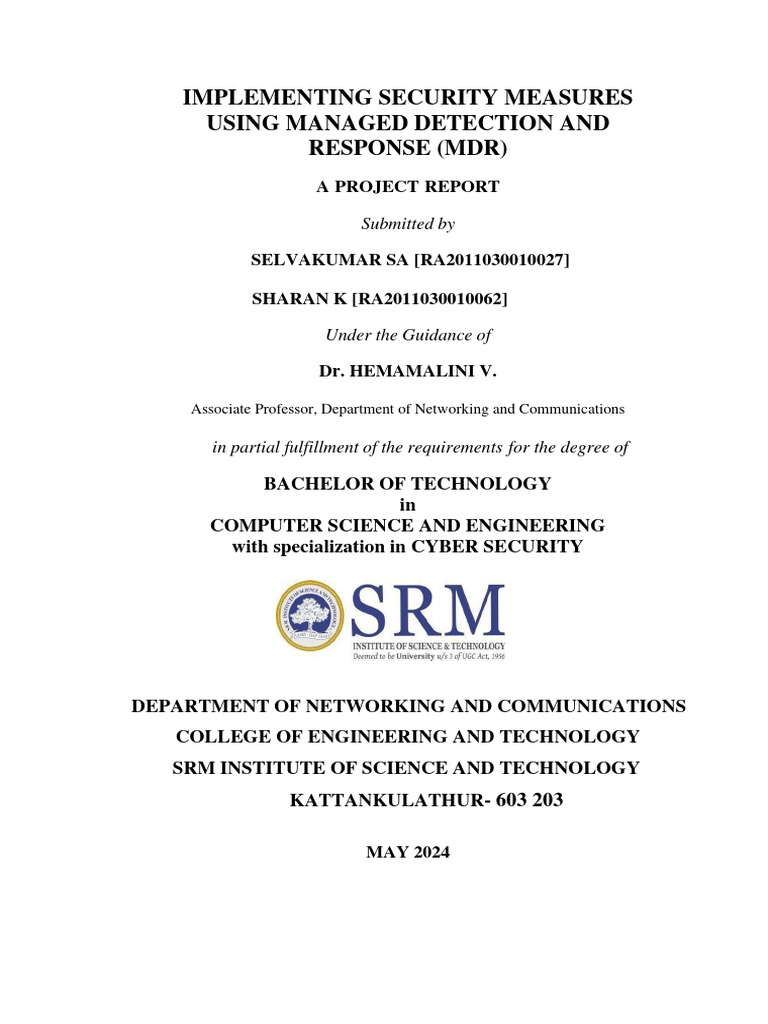 Implementing Security Measures Using Managed Detection and Response (MDR) | PDF | Security ...