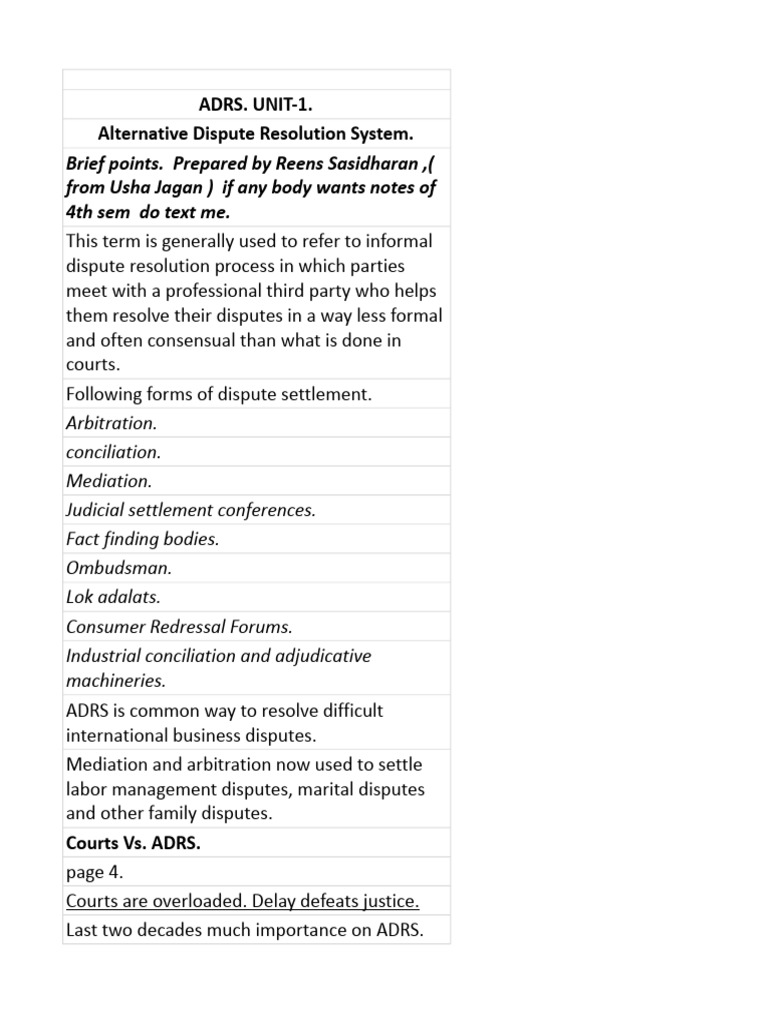 ADRS - 4th Sem | PDF | Alternative Dispute Resolution | Arbitration
