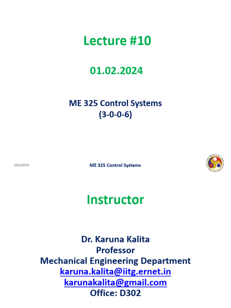 ME 325 ControlSystems Lecture 10 To 11 2024 | PDF | Physics | Mechanics