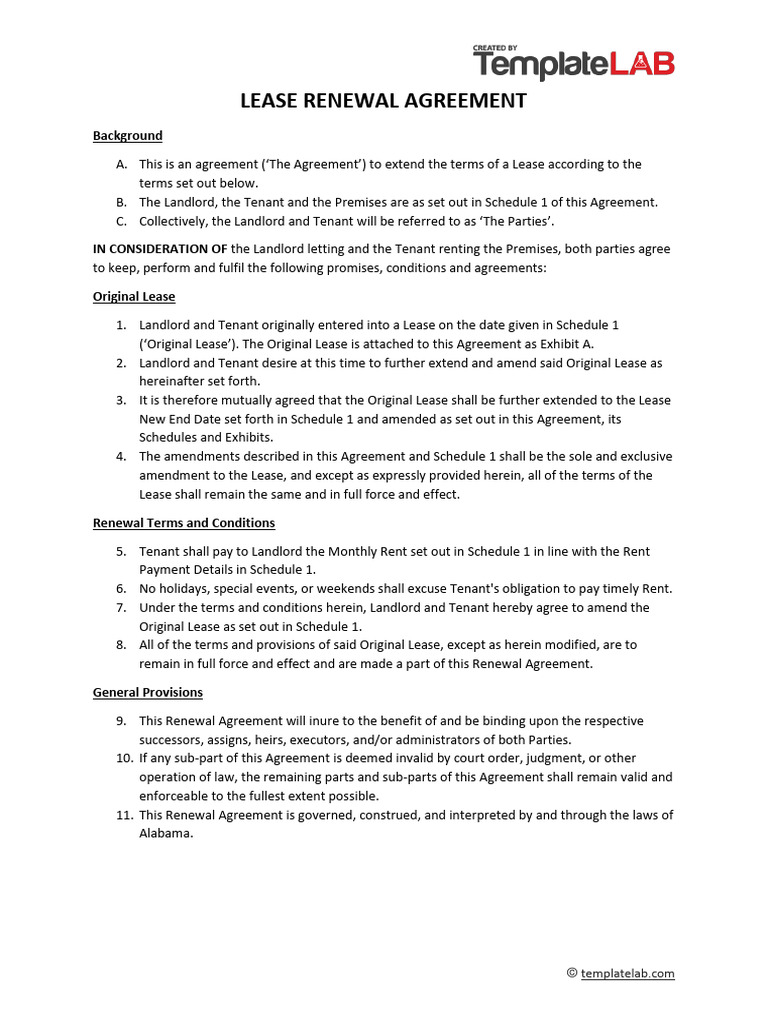Lease Renewal Agreement Template | PDF | Lease | Leasehold Estate