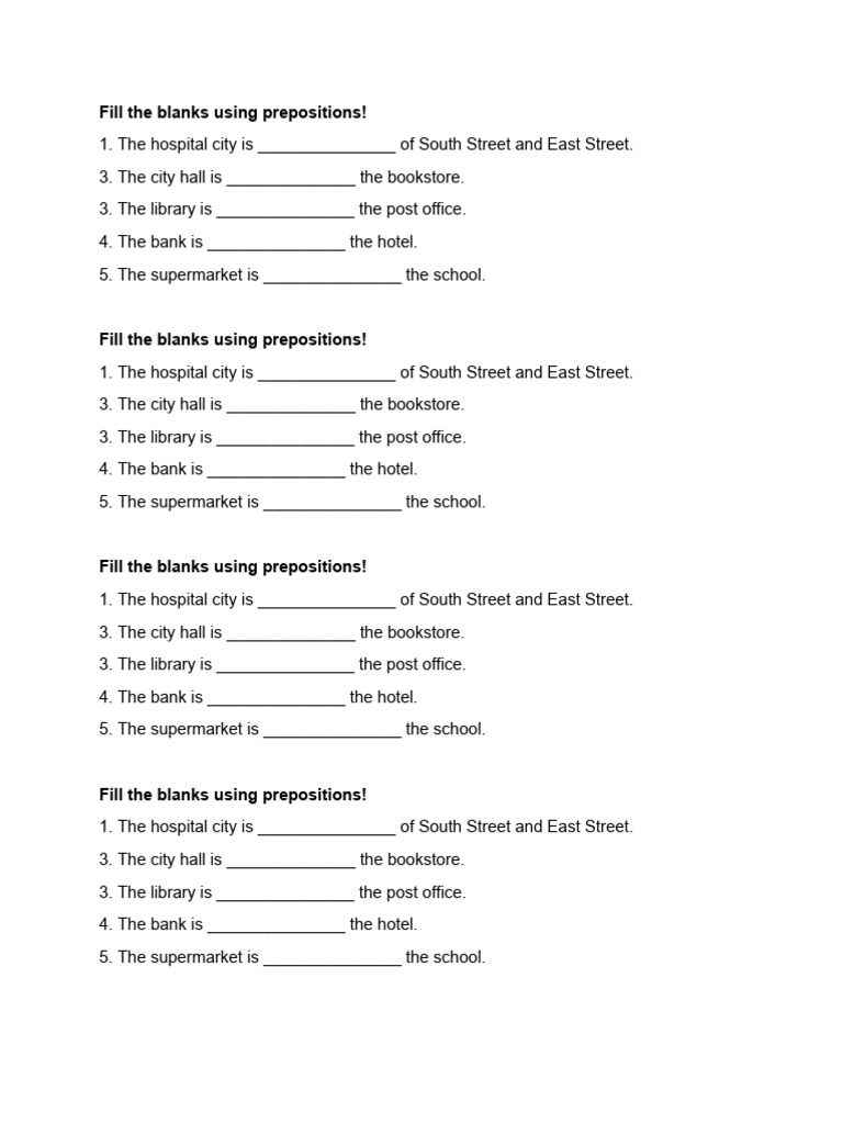 Fill the blanks using prepositions | PDF