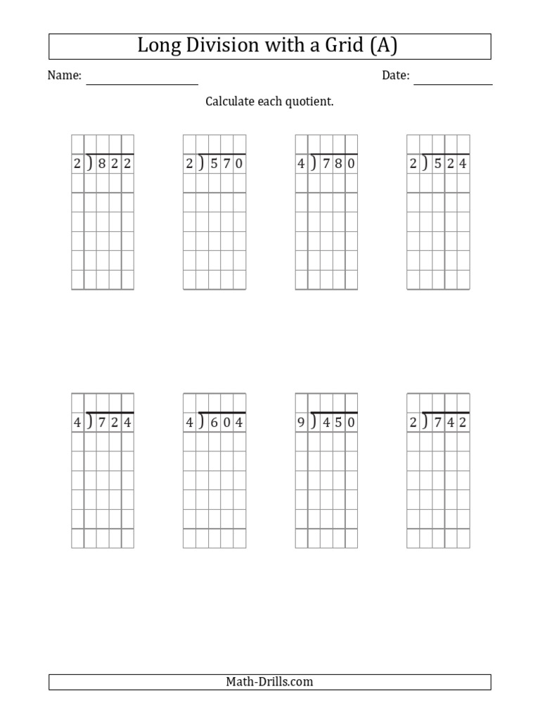 Long Division Practice Sheets | PDF | Algorithms | Computational Science