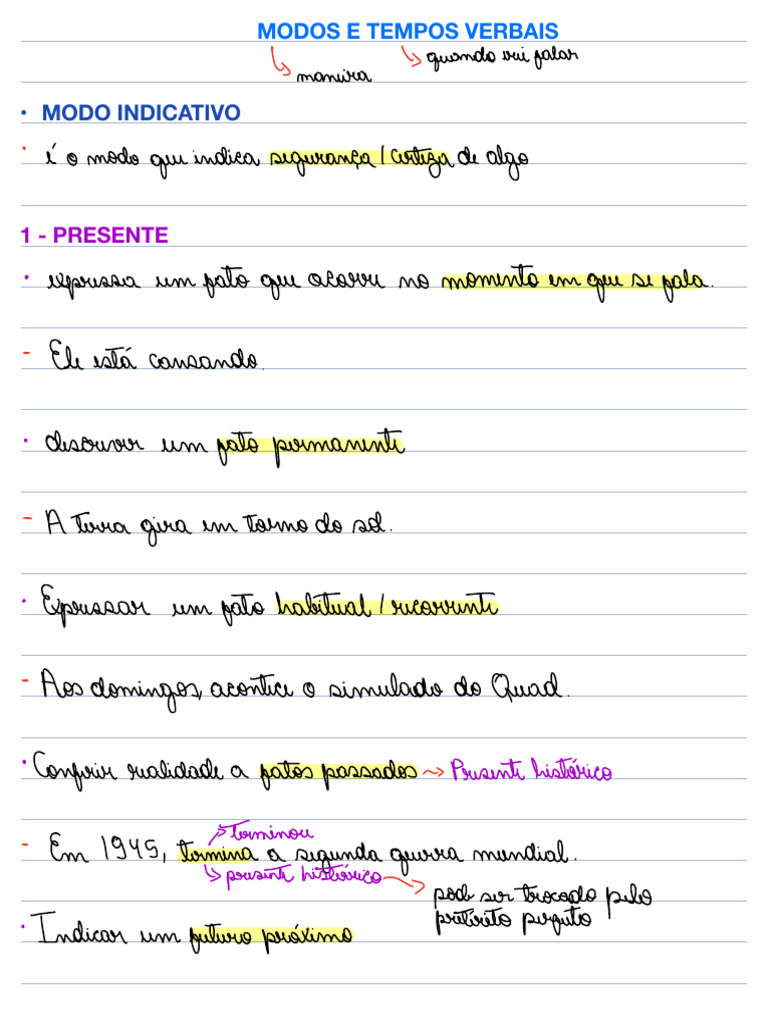 Modos e Tempos Verbais | PDF | Famílias linguísticas | Relações sintáticas