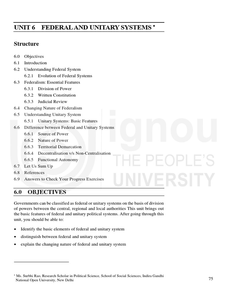 Federal vs. Unitary Government Systems | PDF | Federation | Federalism
