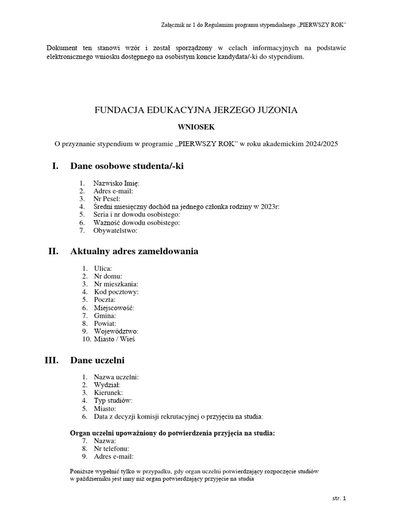 Załącznik Nr 1- Wzór Wniosku 13E | PDF