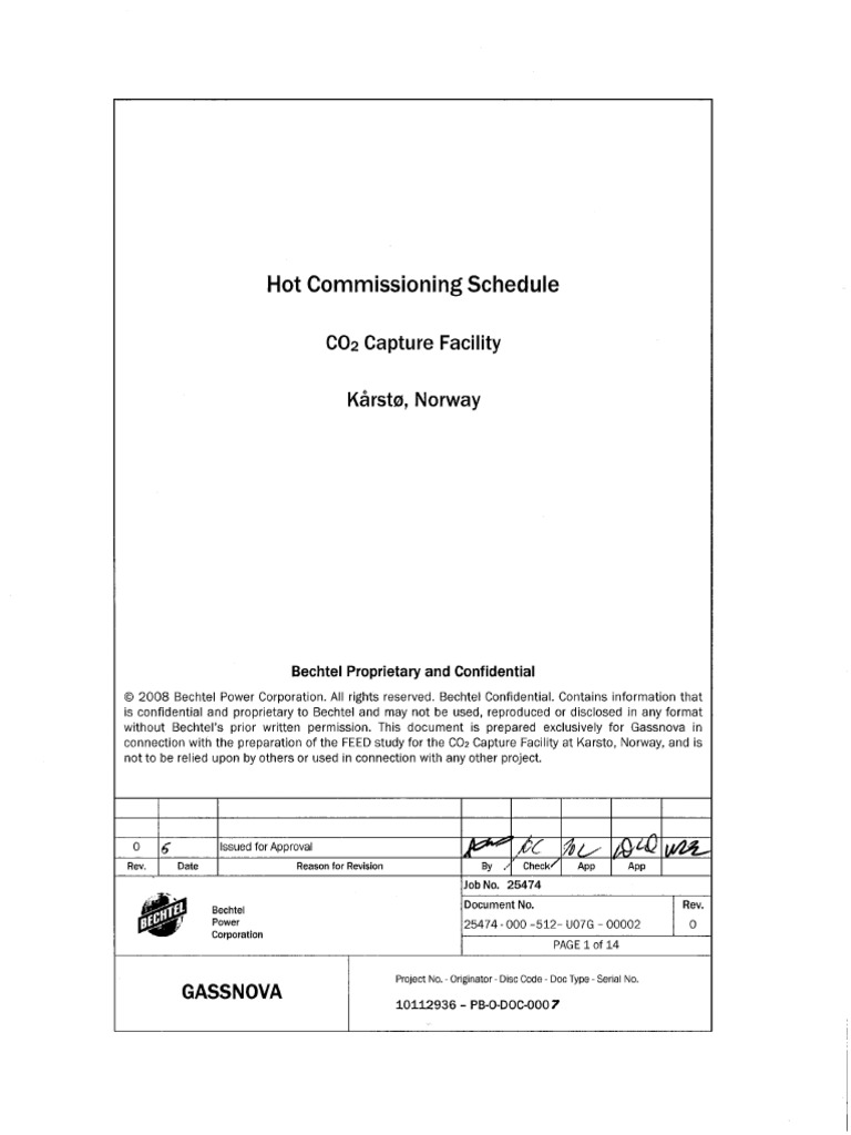 Hot Commissioning Schedule 25474 000 512 U07G 00002r000v1 - 0 | PDF