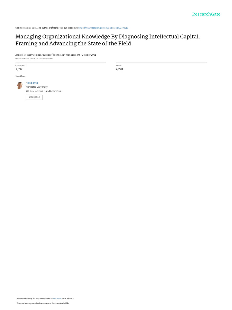 Managing Organizational Knowledge By Diagnosing In Pdf Strategic
