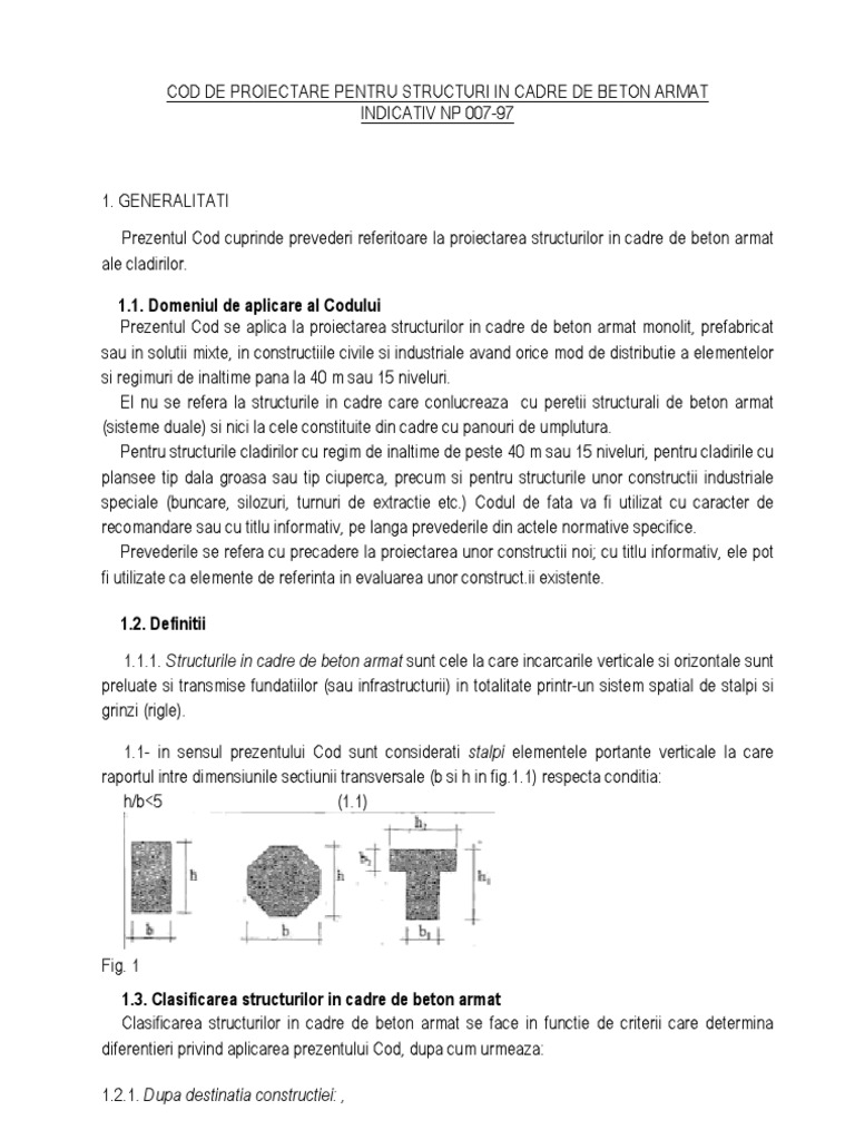 NP007 - 97 - Cod de Proiectare Pentru Structuri in Cadre de Beton Armat ...