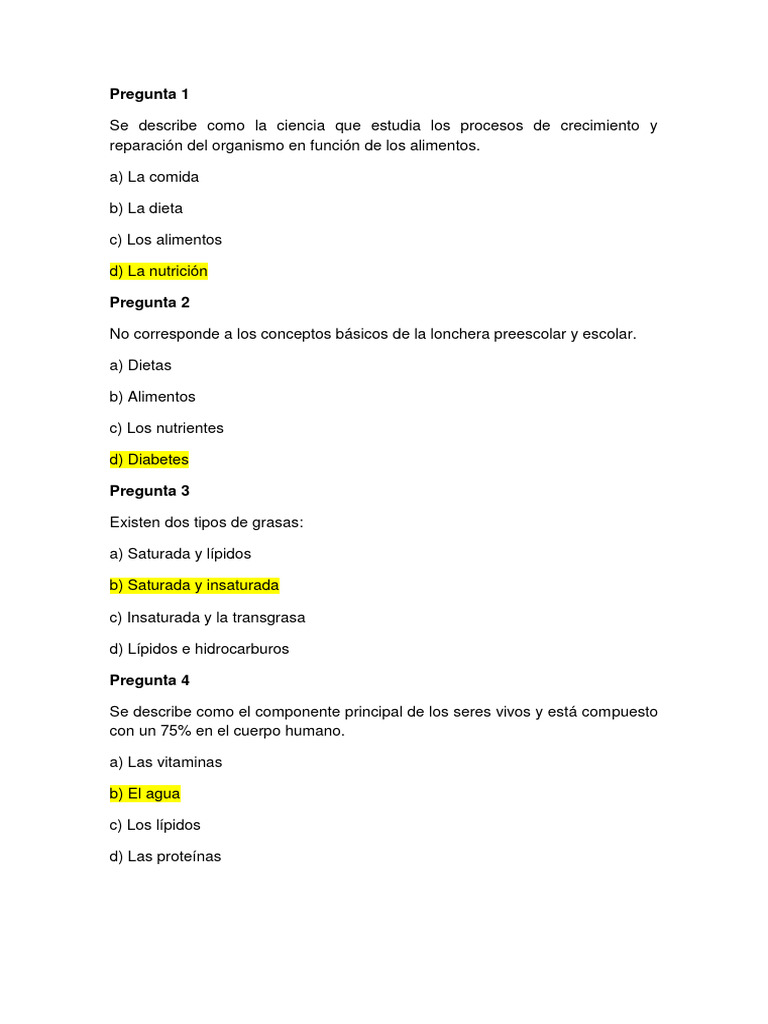Preguntas CRED 2 | PDF | Alimentos | Nutrición