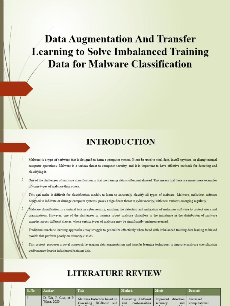 Data Augmentation and Transfer Learning To Solve Imbalanced Training Data For Malware Classifica ...