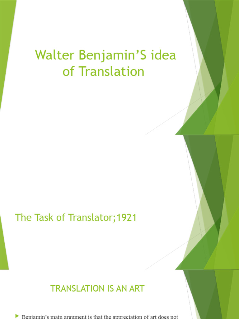 Walter Benjamin's Idea of Translation | PDF | Translations | Linguistics