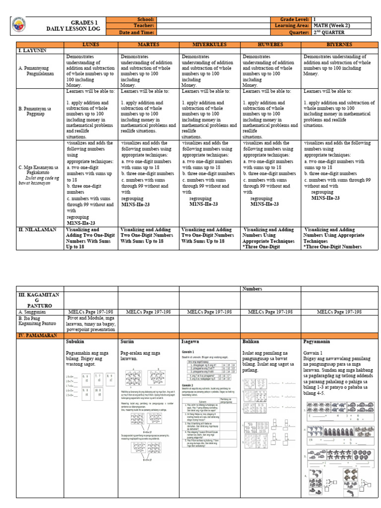 DLL Math-1 Q2 W2 | PDF