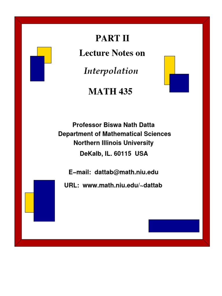 Part 2 Lecture Notes On Interpolation Pdf Interpolation Matrix