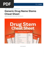 Drug Stems Cheat Sheet for Pharmacology | PDF | Drugs | Pharmacology