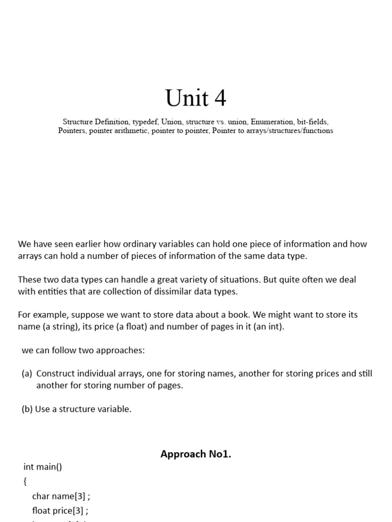 Unit 4 Pdf Pointer Computer Programming Integer Computer Science 0291