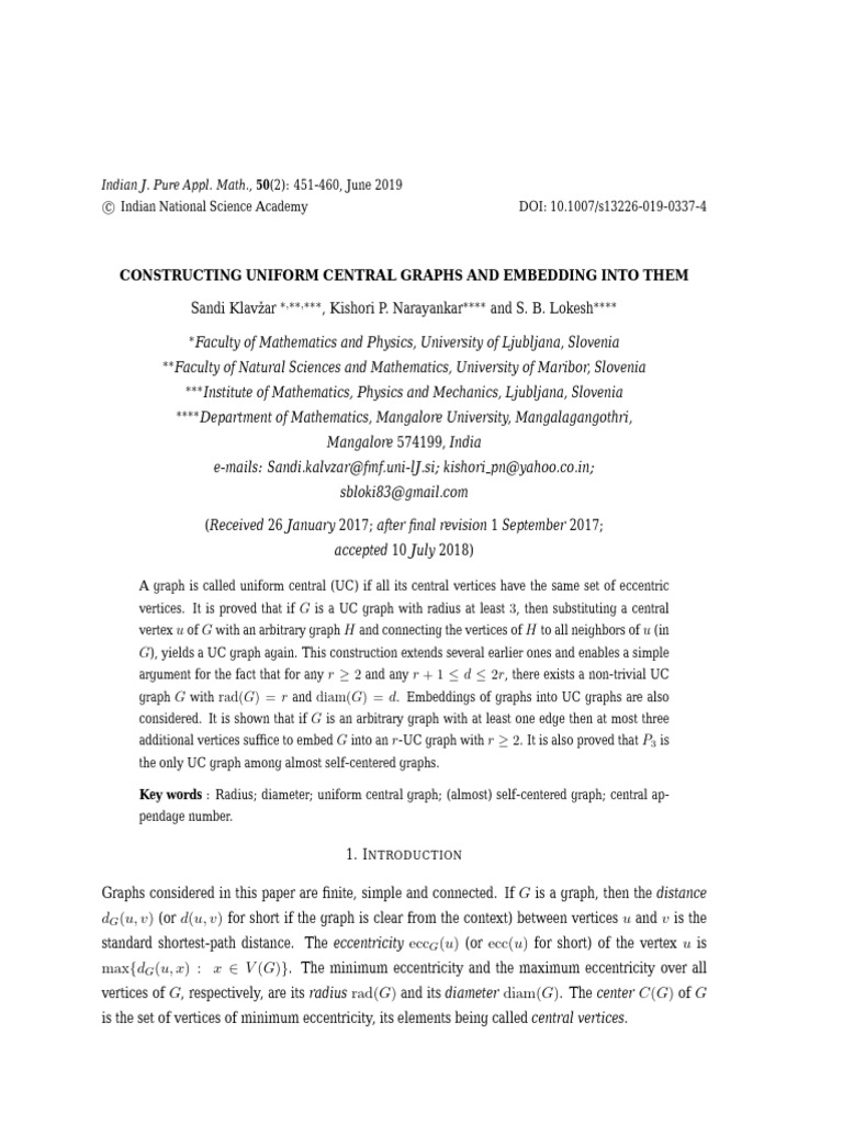 2019 Constructing Uniform Central Graphs and Embedding Into Them | PDF ...