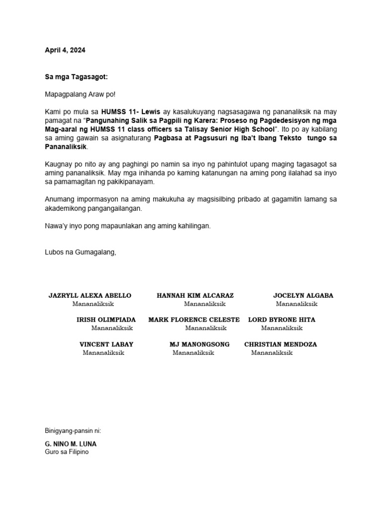 Letter and Sample NG Interview Questions | PDF