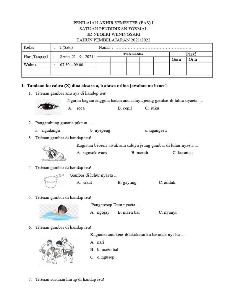 Pas B.sunda KLS 1 | PDF