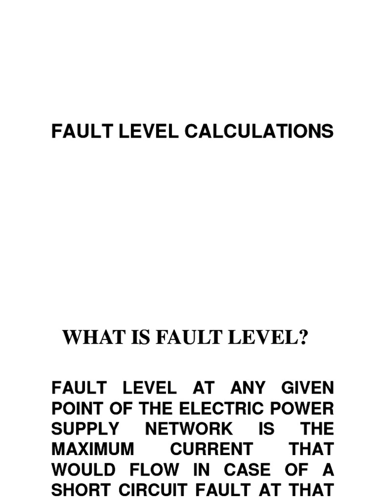 4 0 Fault Level Calculations Is Pdf Electrical Network Alternating Current