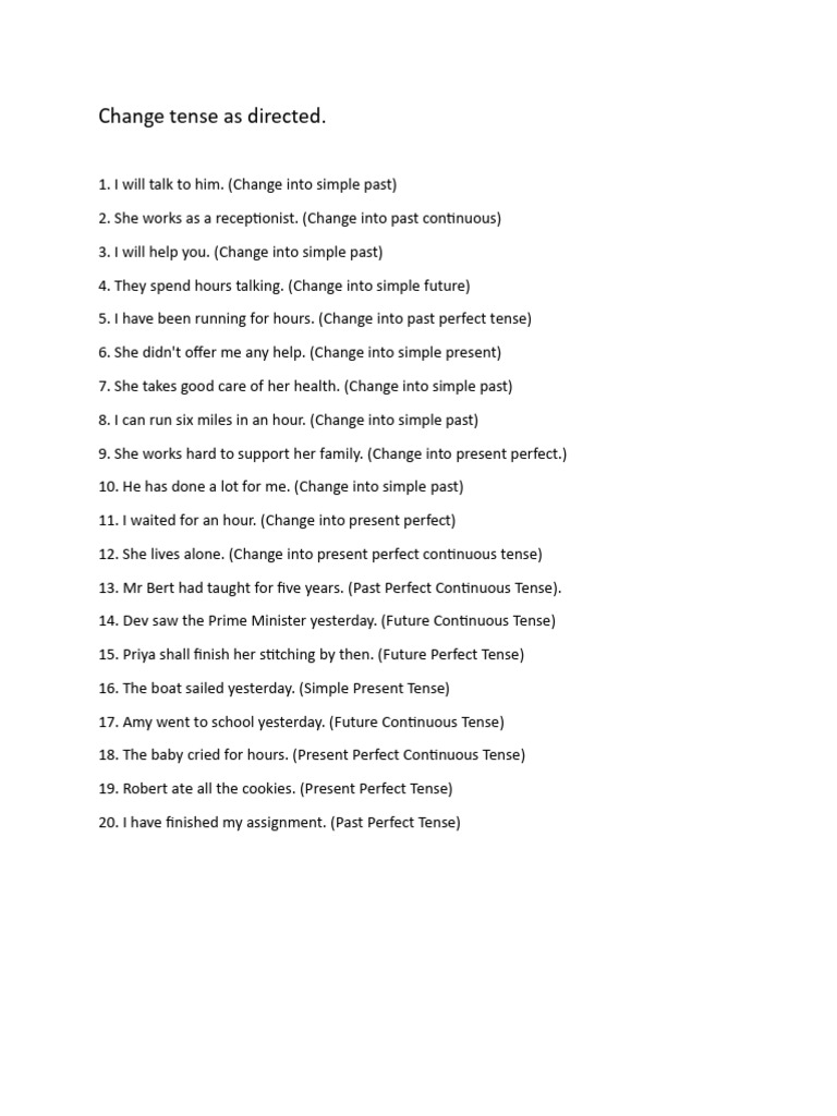 Change of Tenses as Directed | PDF