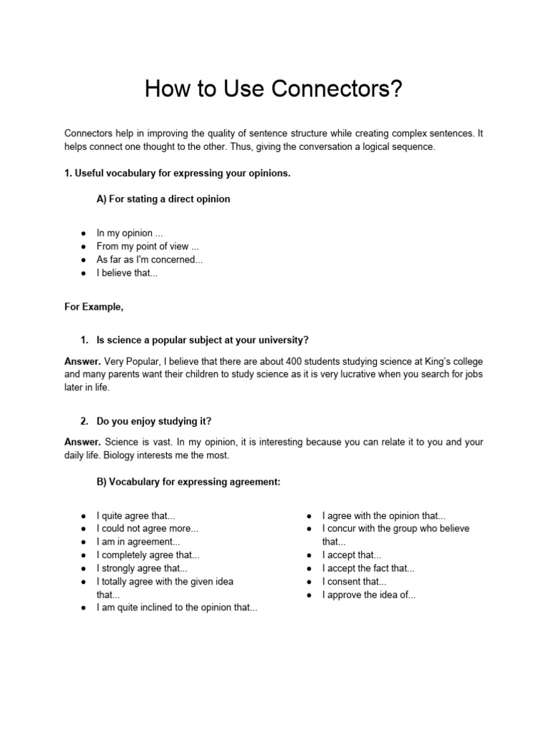 How To Use Connectors While Speaking | PDF | Science