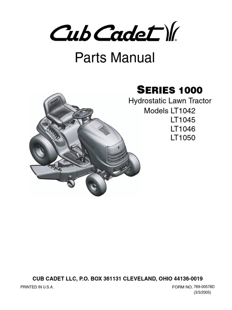CUB CADET LT1042 PARTS MANUAL | Download Free PDF | Axle | Tractor