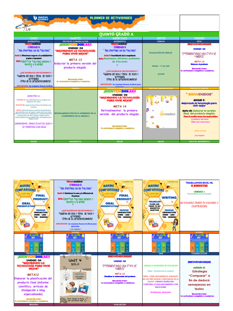 SEMANA 8 - Planner de actividades BIM 2 .xlsx - 5A | PDF