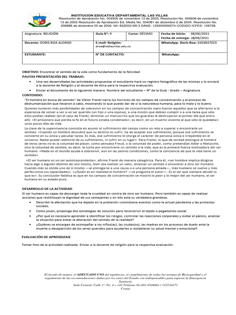 RELIGION Y ETICA- Grado DÉCIMO Guía 9 | Descargar gratis PDF ...