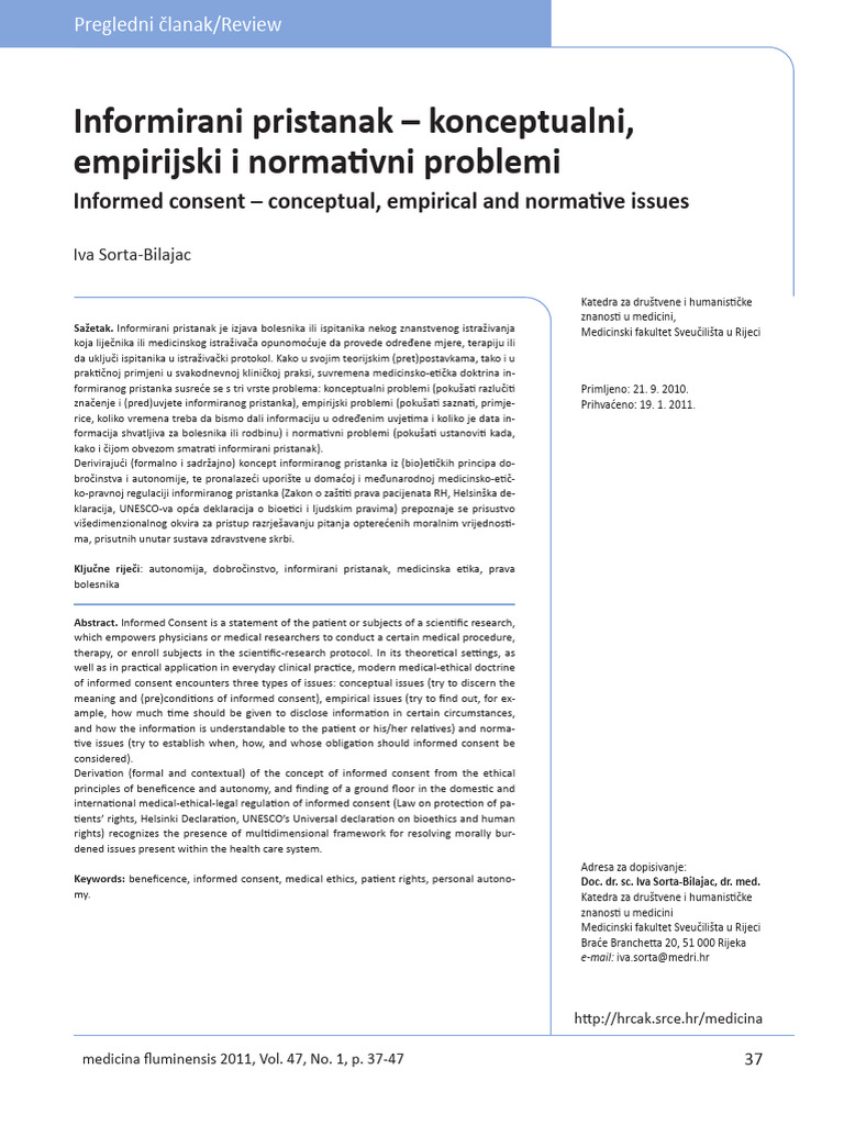 Sorta Bilajac - Informed Consent | PDF