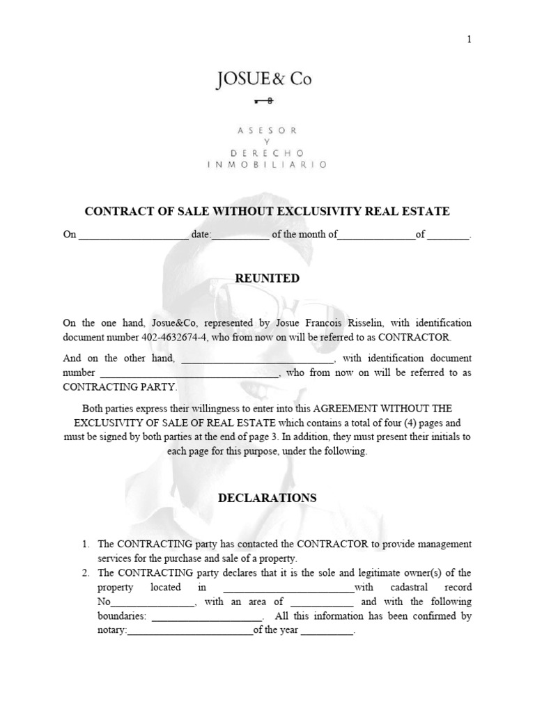 Contract of Sale Without Exclusivity Real Estate | PDF | Business Law ...