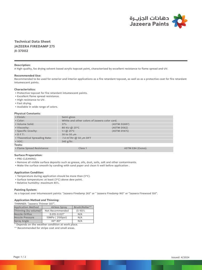 Jazeera Firedamp 275 | PDF | Paint | Materials