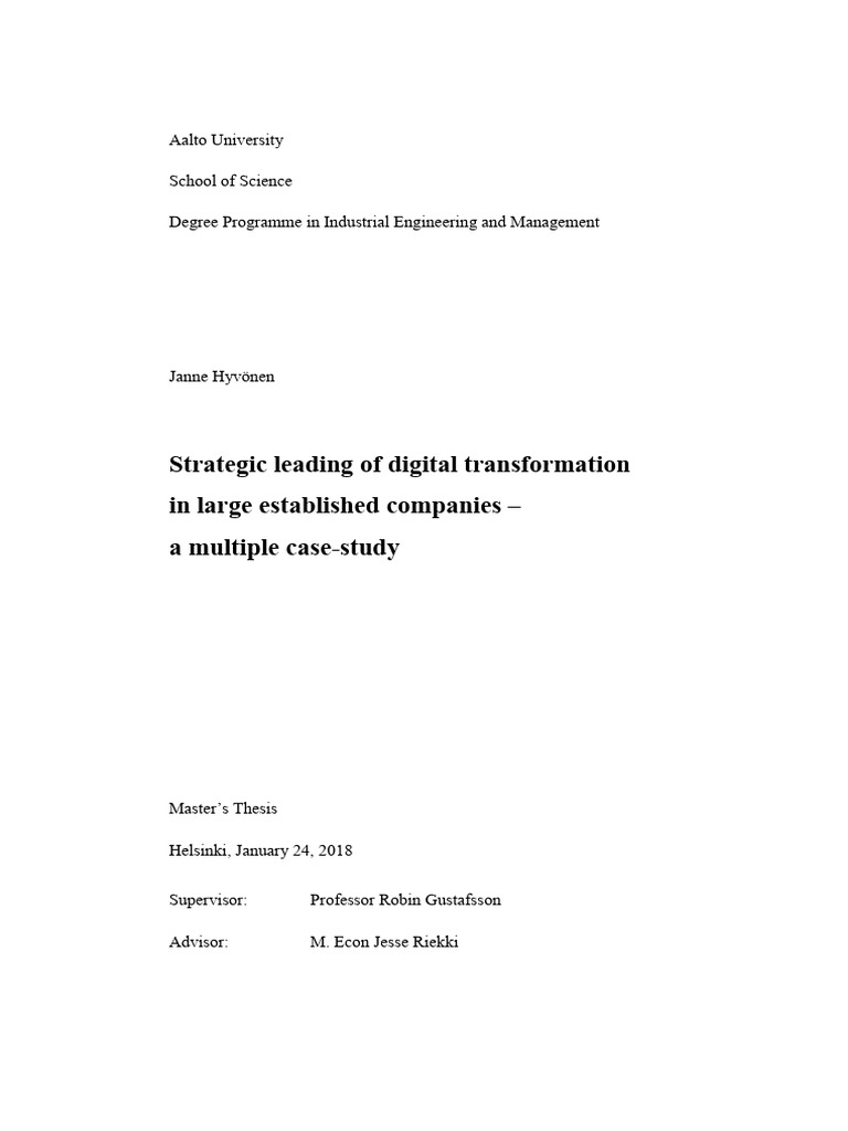 Strategic Leading of Digital Transformation - Case Study | PDF