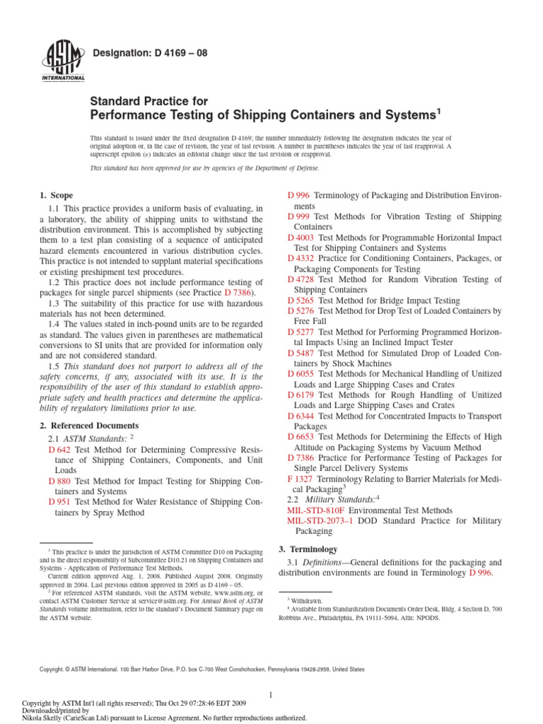 ASTM D4169.fehp6127 | PDF | Cargo | Intermodal Freight Transport