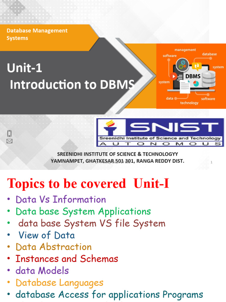 Dbms-Unit-1 21012022 | PDF | Databases | Database Transaction